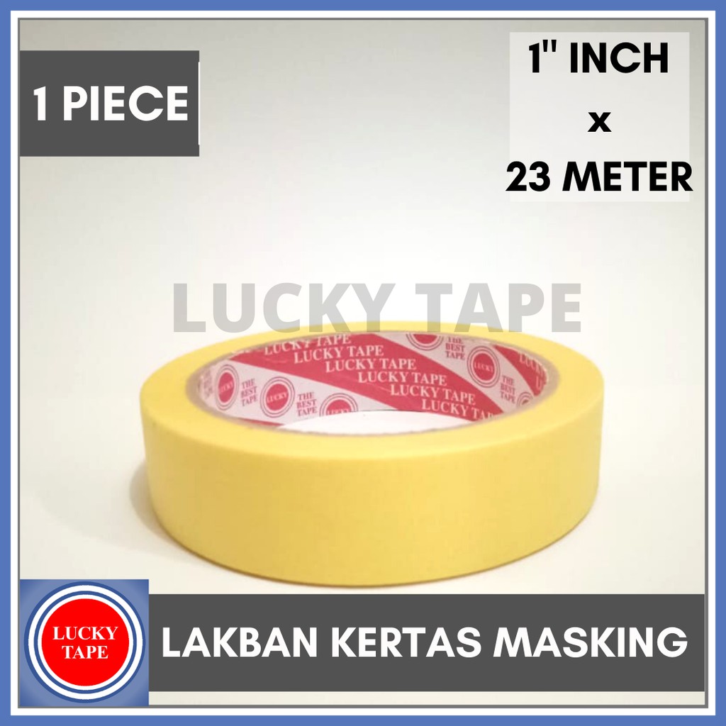 Jual Lakban Kertas Masking Tape 1"x 23 Meter Lucky Tape Isolasi Kertas ...