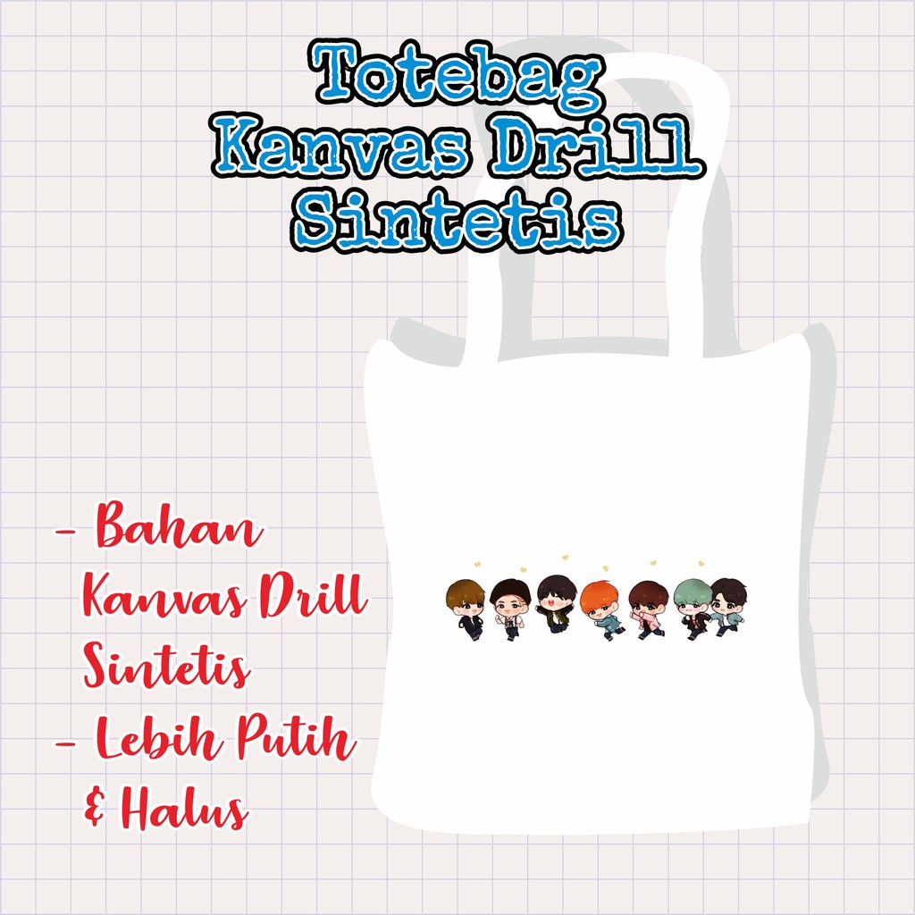 Jual Totebag BTS animated illustration, BTS Drawing Fan art Chibi ...