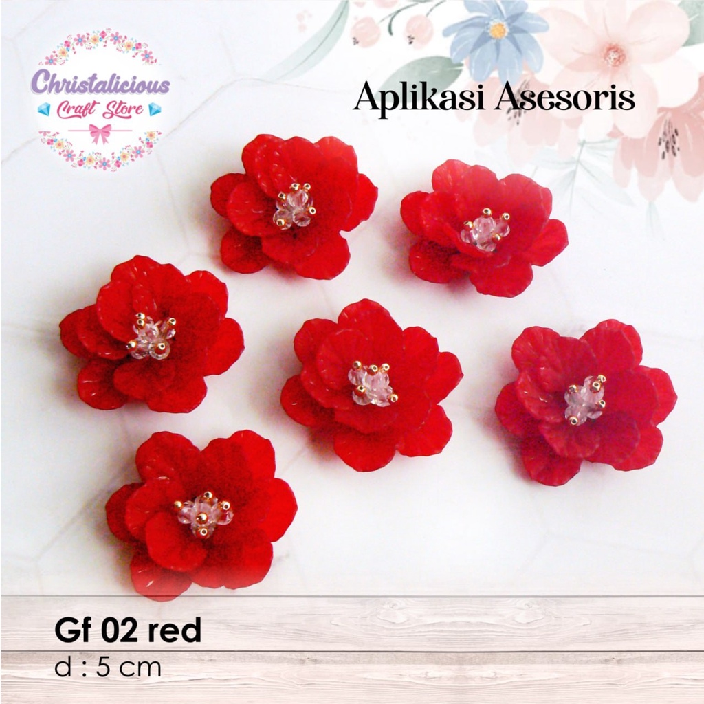 Jual Bunga akrilik kerang dan 5322 warna pearl, bunga tempel akrilik ...