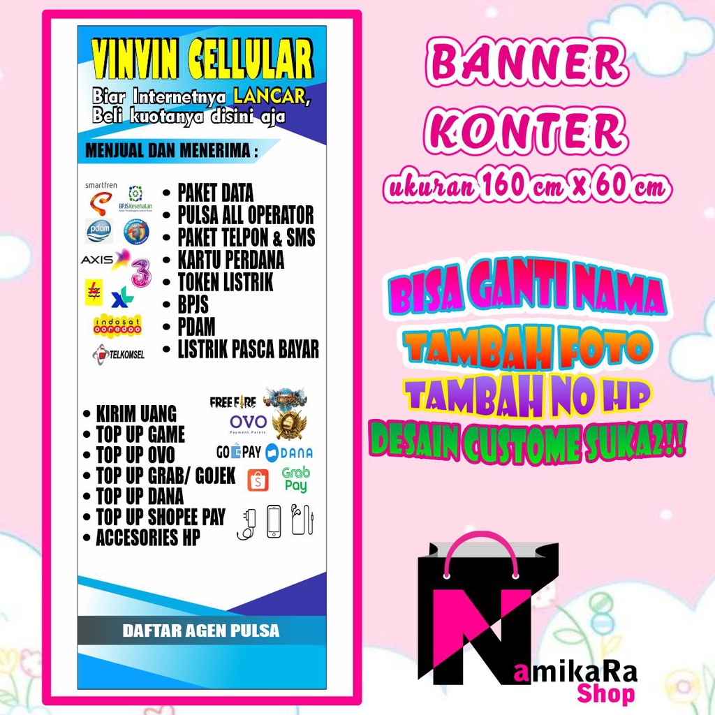 Jual Banner Spanduk Backdrop Konter / Banner Konter Cellular Custome ...