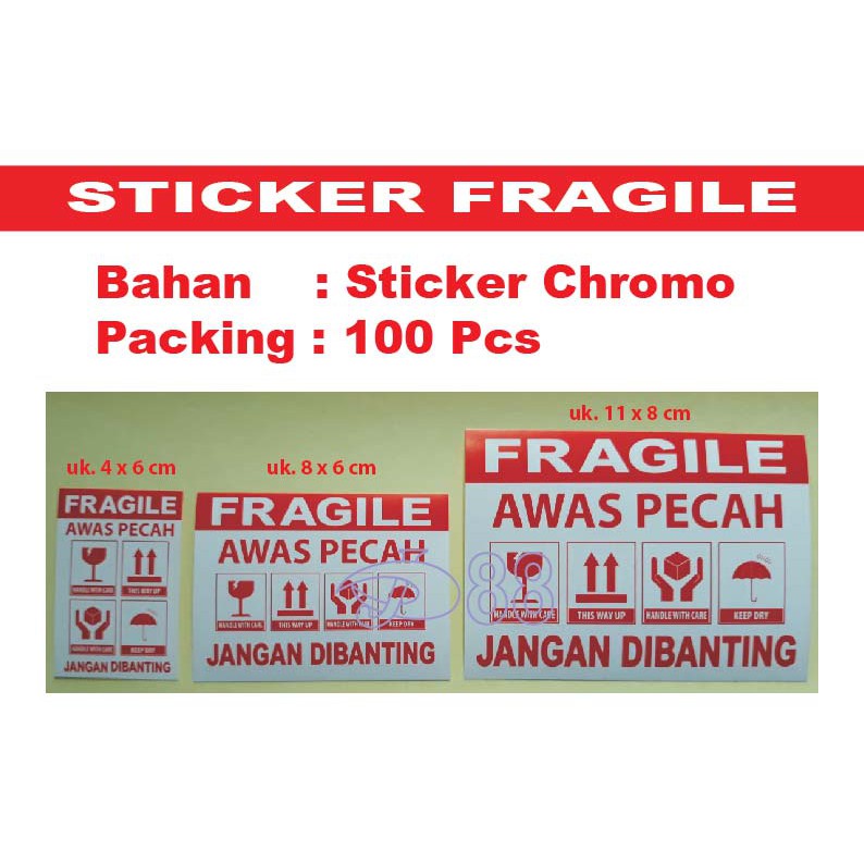Jual Sticker Fragile ( Packing = 100 Pcs ) | Shopee Indonesia