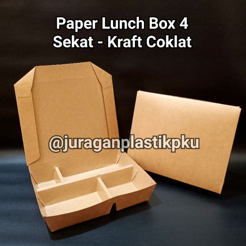 Jual ( PER 10 PCS ) Paper Lunch Box 4 Sekat / Kotak Dus Nasi Makanan ...