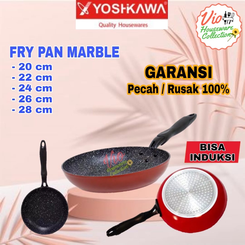 Jual Yoshikawa Teflon Anti Lengket Tanpa Minyak 20 - 28 Cm | Fry Pan Marble | Teplon Keramik ...