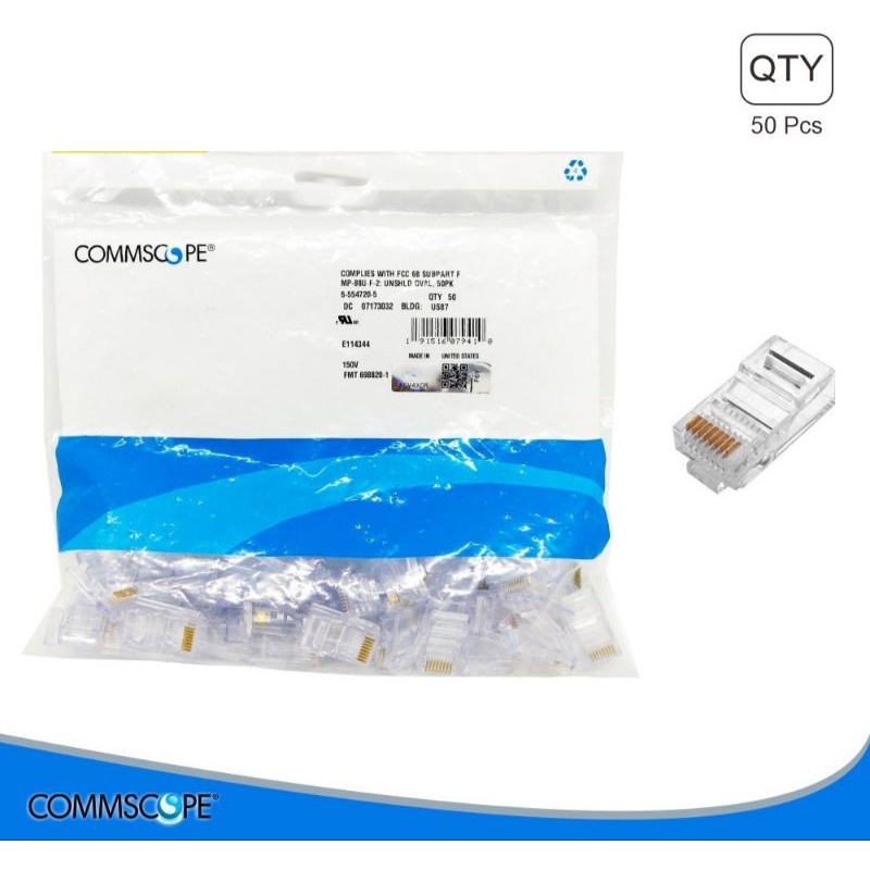 Jual AMP Commscope Connector RJ 45 Konektor RJ45 Pack 50pcs | Shopee Indonesia