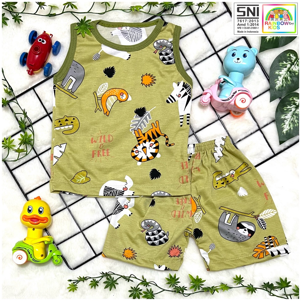 Jual RAINBOW - SETELAN SINGLET ANAK UNISEX COWOK / CEWEK 1-5 TAHUN WILD & FREE SINGLET FULLPRINT ...