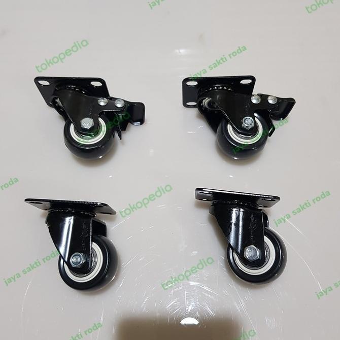 Jual Roda lemari / Rak Pu Black 1,5 inch ( 2muter+rem 2muter) | Shopee ...
