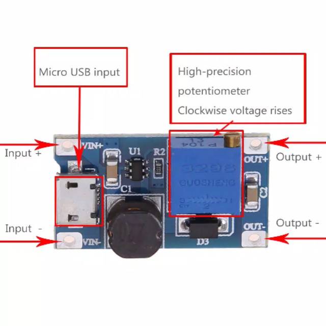 Jual Modul Konverter Step Up Power Supply DC-DC 2A Adjustable | Shopee ...