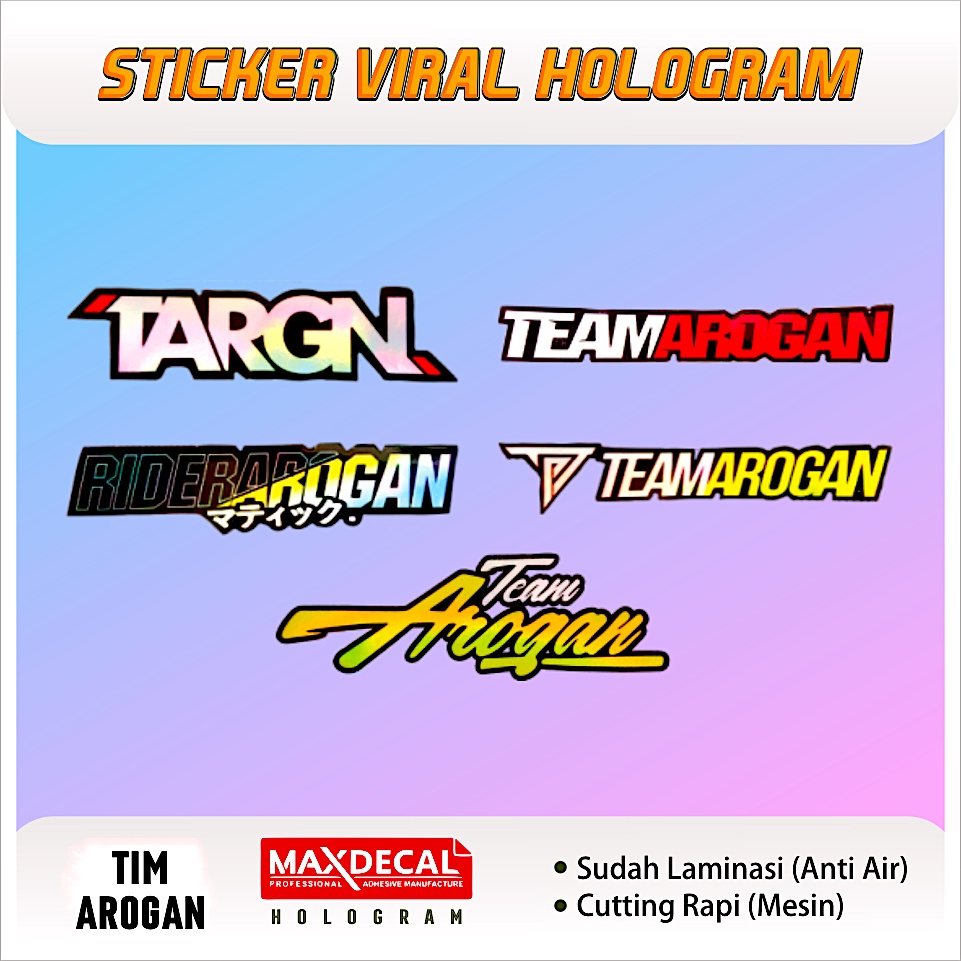Jual STICKER HOLOGRAM TEAM AROGAN RIDER | STICKER RACING | STICKER PACK ...