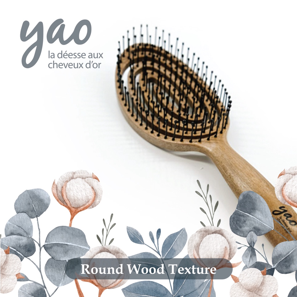 Jual Yao Round Wood Texture Hair Comb - Sisir Rambut Kayu Buatan Korea ...