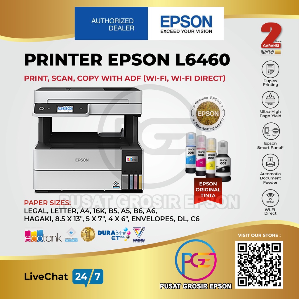 Jual PRINTER EPSON L6460 L-6460 L 6460 PRINT SCAN COPY ADF GARANSI ...