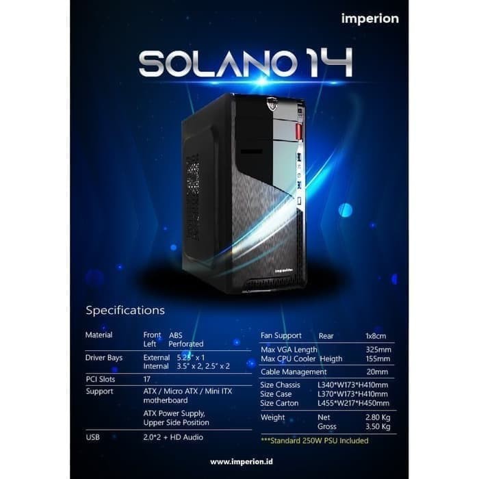 Jual Imperion PC Case / Casing Komputer included PSU 250Watt - Solano ...