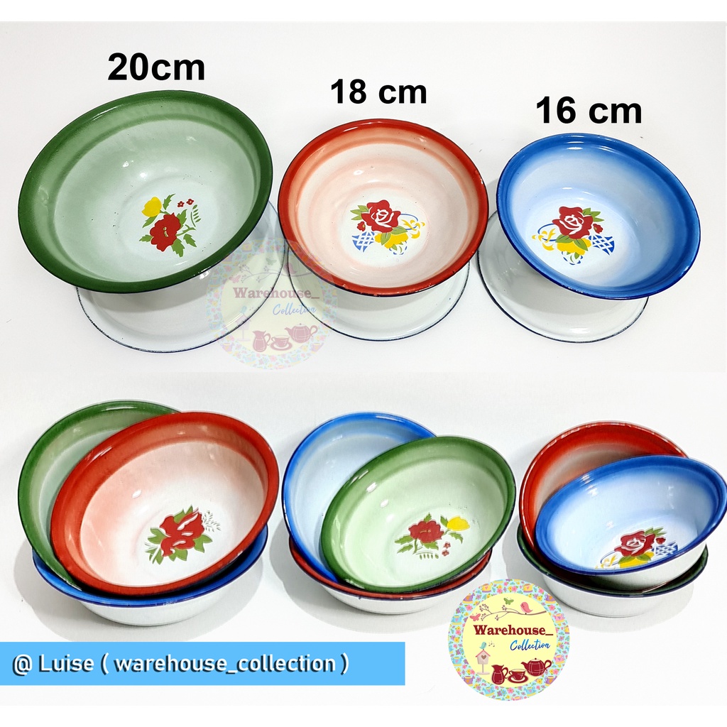 Jual KOBOKAN/MANGKOK ENAMEL / MANGKOK SENG KEMBANG 16CM , 18CM , 20CM, 22Cm RRT | Shopee Indonesia