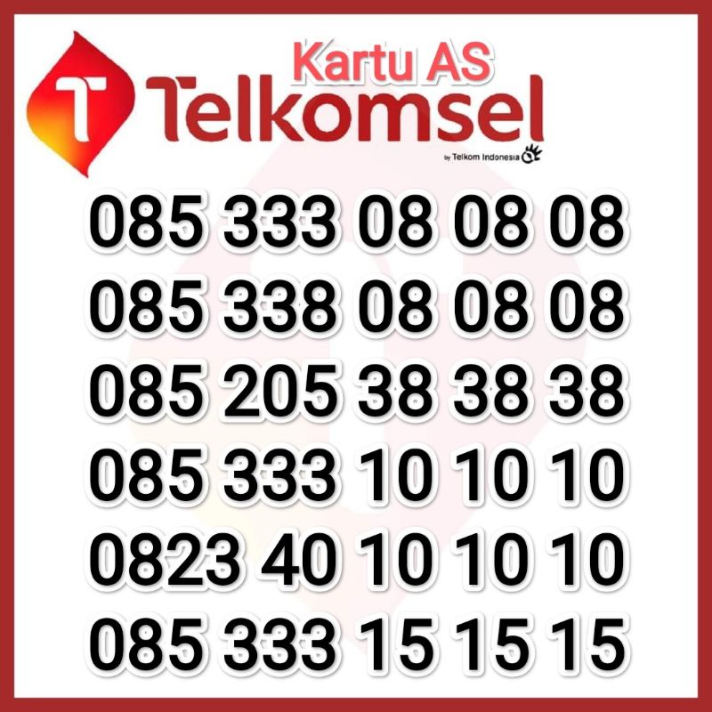 Jual Kartu Perdana Nomor Cantik Kartu As Telkomsel Prabayar Prepaid Sim Card ABABAB Rapi 080808 ...