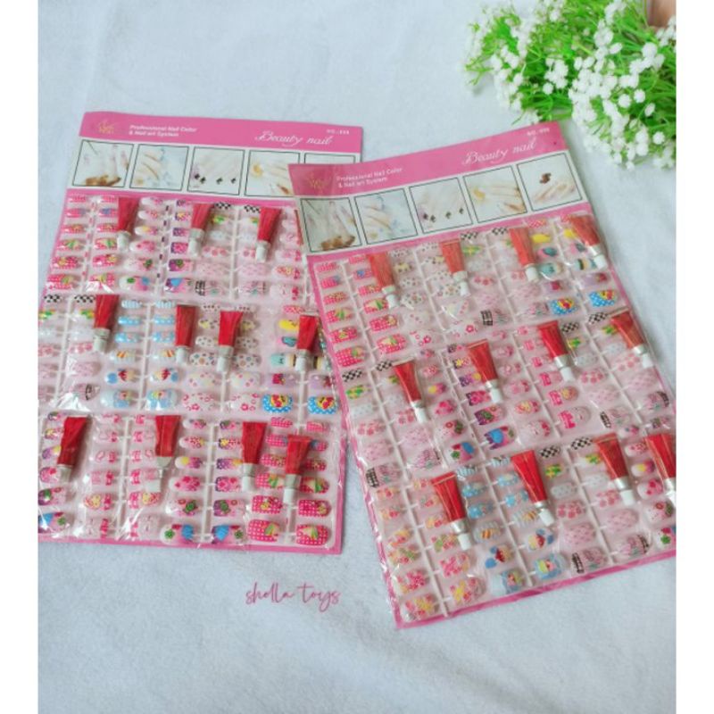 Jual 1lembar isi 12pcs mainan kuku lem | Shopee Indonesia