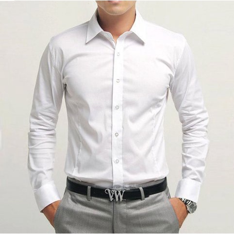 Jual kemeja cowok putih polos pria lengan panjang slimfit baju hem ...