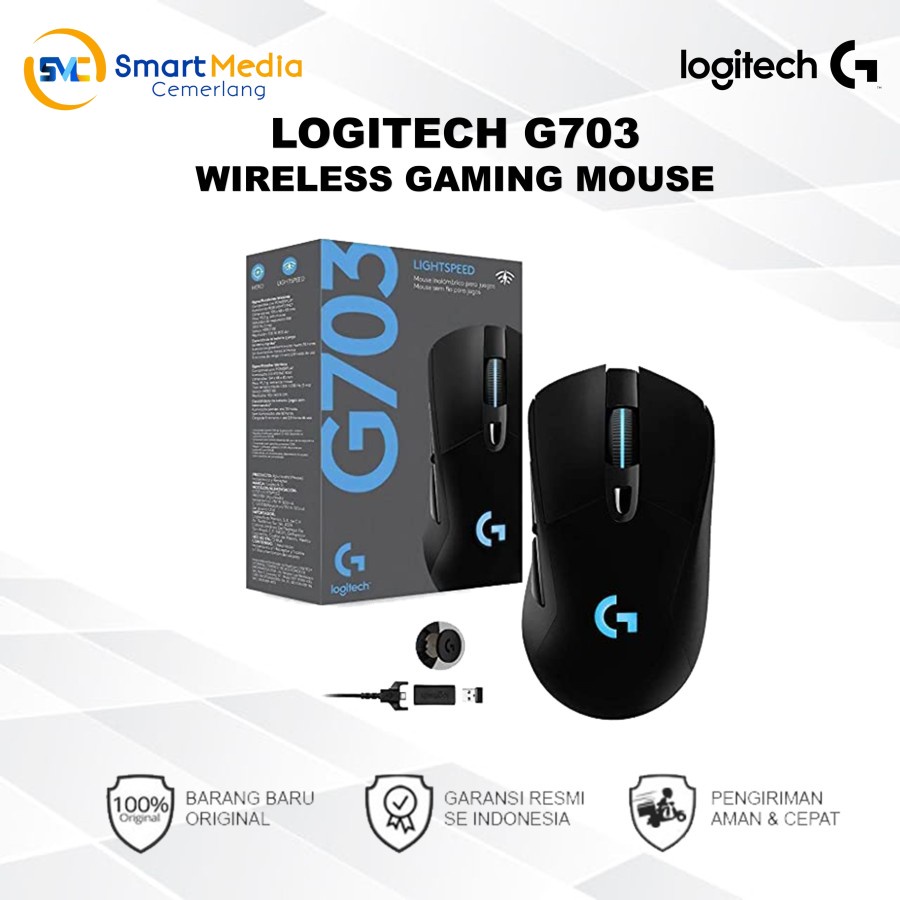 Jual Logitech G703 HERO Lightspeed Mouse Gaming Wireless RGB HERO 25K DPI | Shopee Indonesia