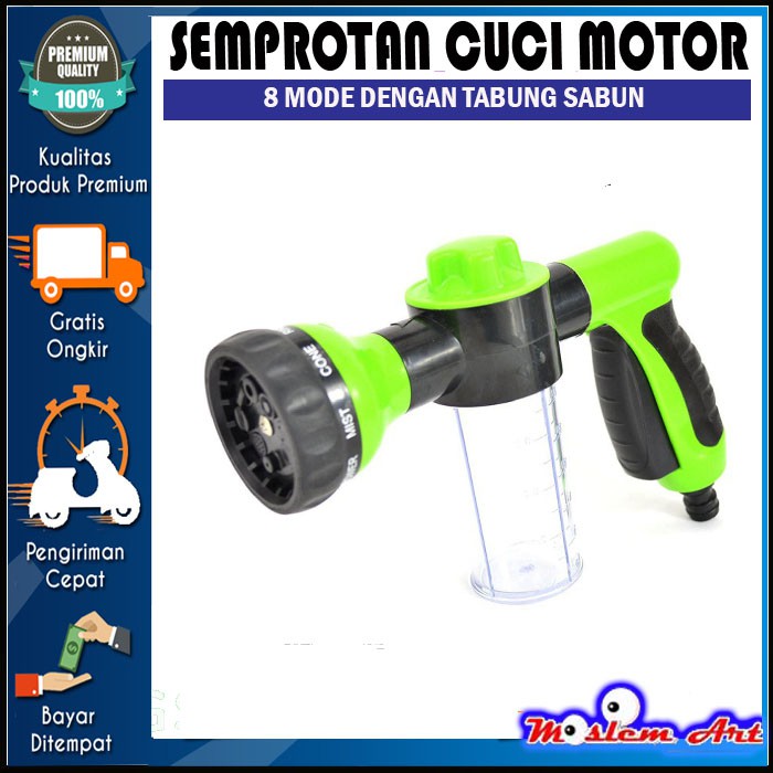 Jual SEMPROTAN CUCI MOTOR WATER SPRAY GUN 8 MODE DENGAN TABUNG SABUN ...