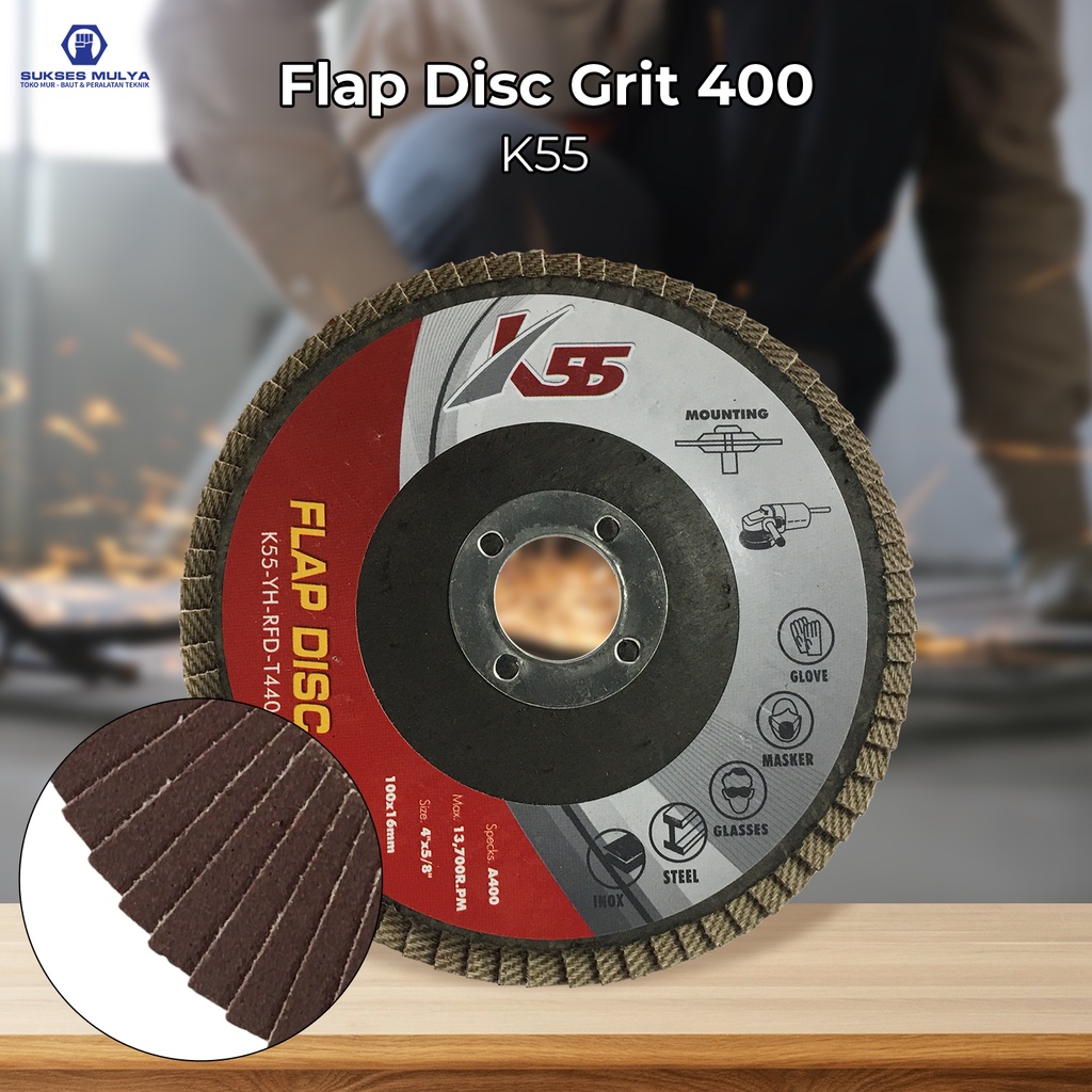 Jual Flapdisc K55 grit 400 Amplas Susun Gerinda Amplas Tumpuk 4 ...