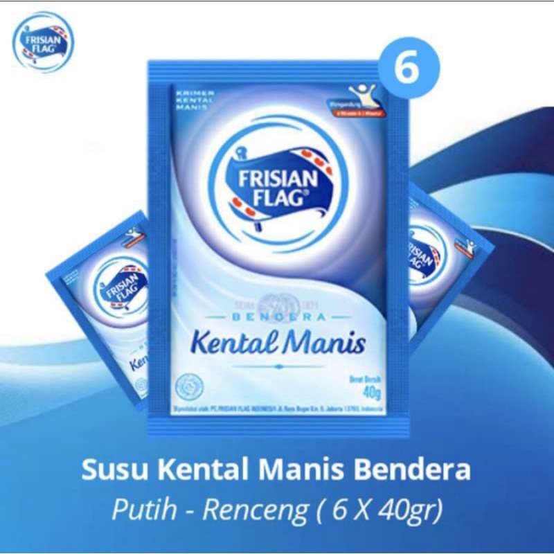 Jual SUSU KENTAL MANIS BENDERA SACHET (6pcs x 40gr)|SKM PUTIH SACHET ...