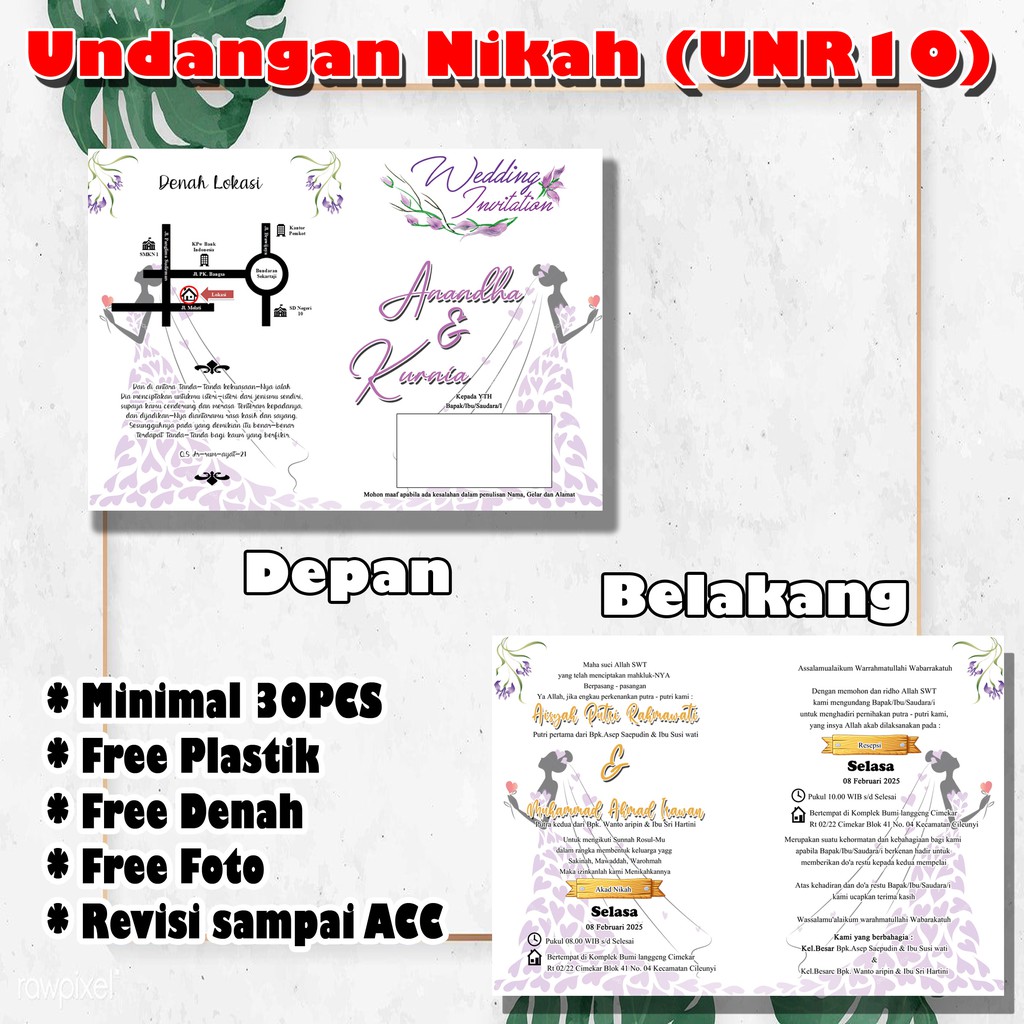 Jual Undangan Nikah UNR10 Undangan nikah Undangan wedding Undangan ...