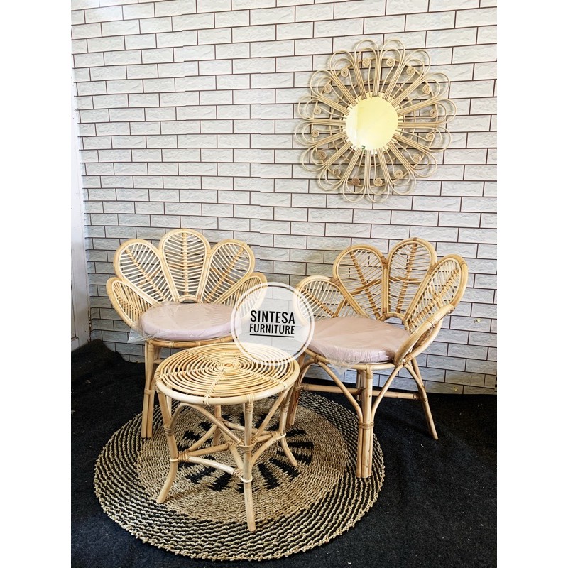 Jual TERMURAH kursi rotan model kembang kipas natural | Shopee Indonesia