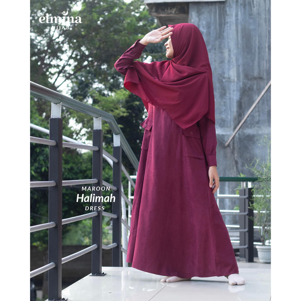 Jual Halimah Dress By Elmina Hijab Gamis Corduroy Dress Syari Simple ...