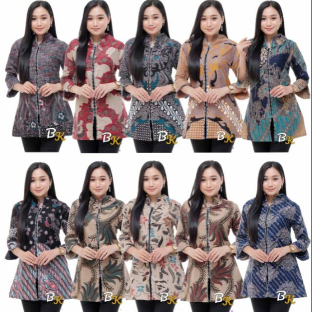 Jual tey-17 Batik wanita ASJ SA HRB026 Kenongo Kemeja Tosca Pendek | Shopee Indonesia