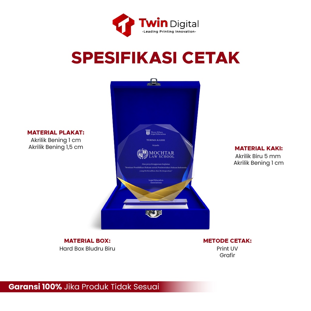 Jual Twindigital Plakat Akrilik Premium Piagam Penghargaan Piala Thropy ...