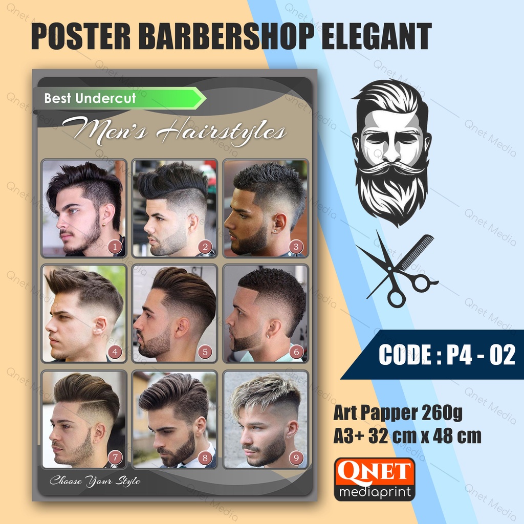 Jual POSTER BARBERSHOP / PANGKAS RAMBUT ELEGANT 9 GAMBAR + LAMINATING ...