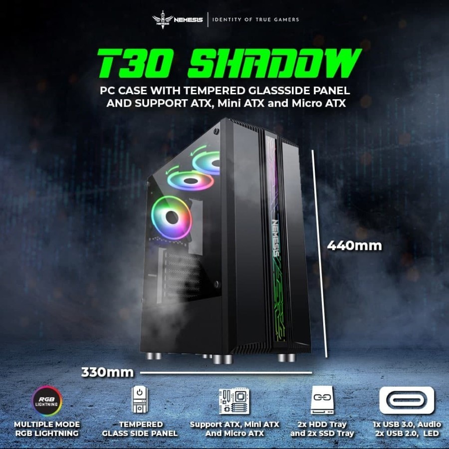 Jual PC CASE GAMING NYK T30 SHADOW | Shopee Indonesia
