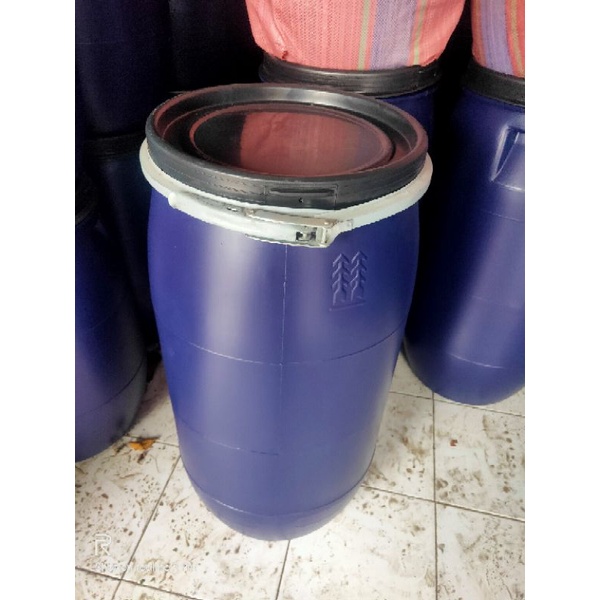 Jual tong biru,tong sampah 80L /60L lengkap klem besi+karet seal,tong ...