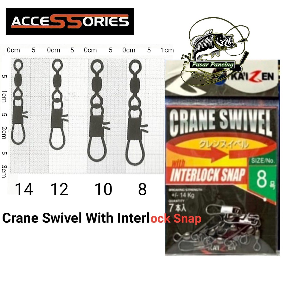 Jual Kaizen Crane Swivel With Interlock Snap (Pilih Ukuran) | Shopee ...