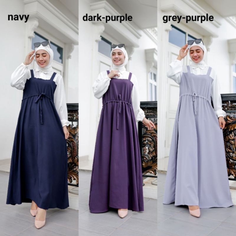 Jual HIVI MAXI - GAMIS BENTUK OVERALL NYATU WARNA POLOS TALI SERUT LD ...