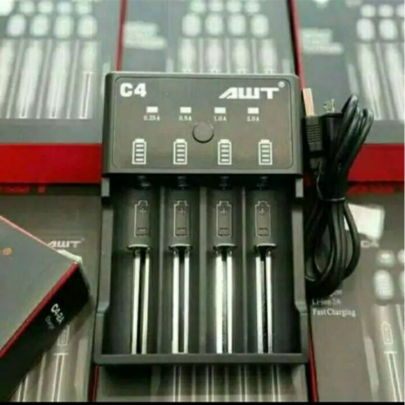 Jual Charger batre 18650 Awt c4 charger 4 slot Awt C4 | Shopee Indonesia