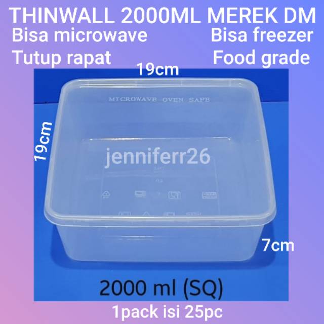 Jual Thinwall food container 2000ml / Kotak Makan Bening / Mangkok ...