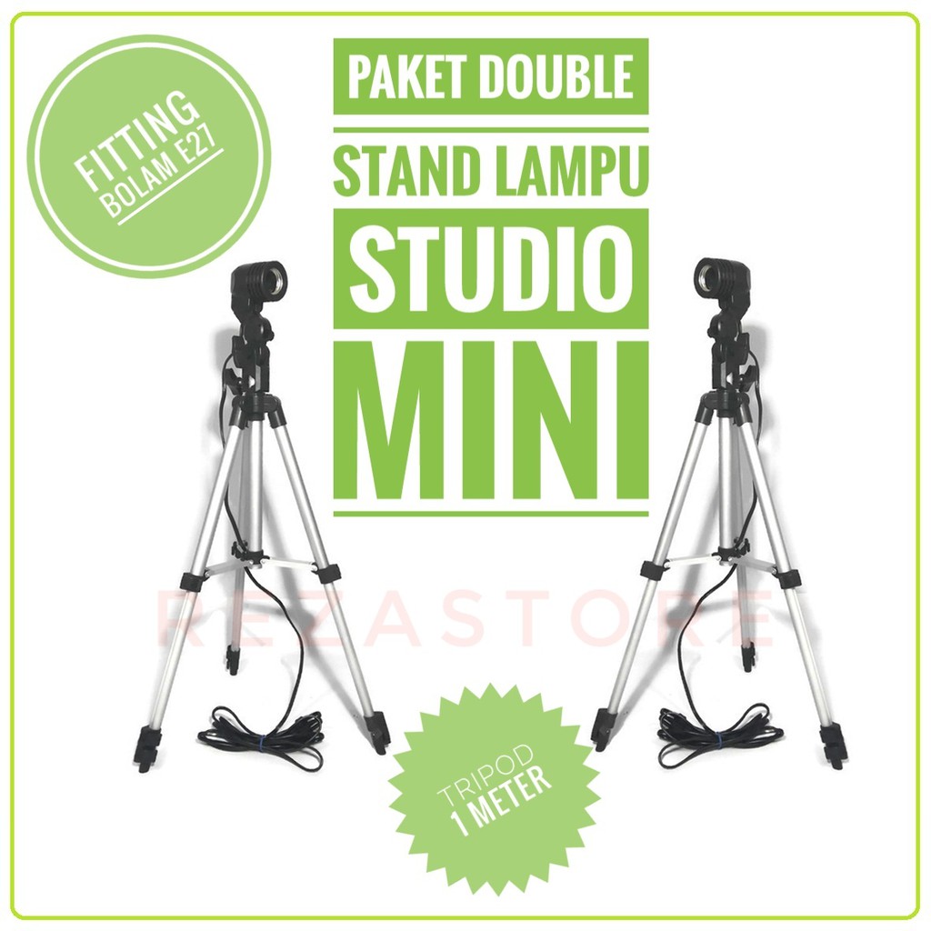 Jual Paket Double STAND Lampu Foto Studio Mini Free Background Tripod ...