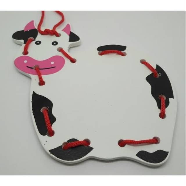 Jual Papan Jahit Sapi -Lacing Board -Mainan Edukasi Menjahit Sapi -Alat ...
