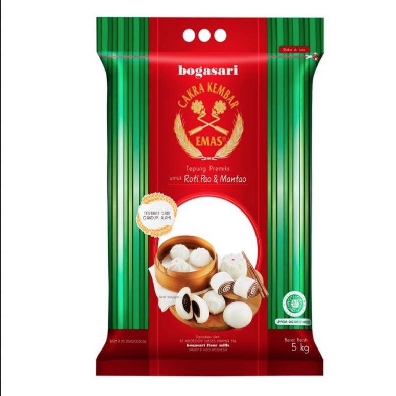 Jual Tepung Cakra kembar Emas Roti Pao Mantao 1 Kg - 5kg /Tepung Bapao ...