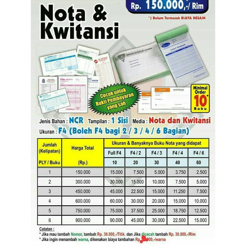 Jual DISKON Cetak Kwitansi + Nota + Faktur + Surat Jalan + Invoice 1rim ...