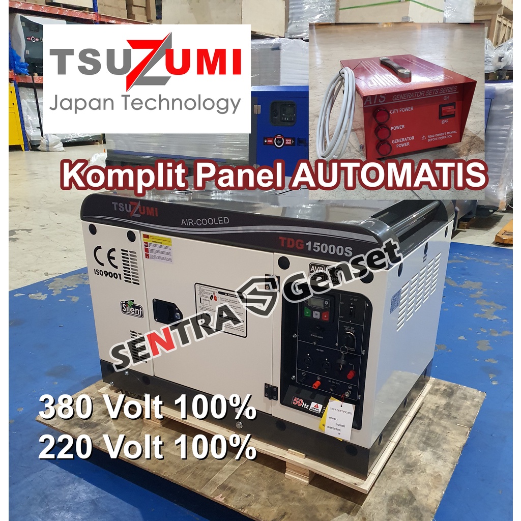 Jual Genset 15 KVA 12 KW 10000 Watt 1 Phase + Panel Automatis Tsuzumi Japan | Shopee Indonesia