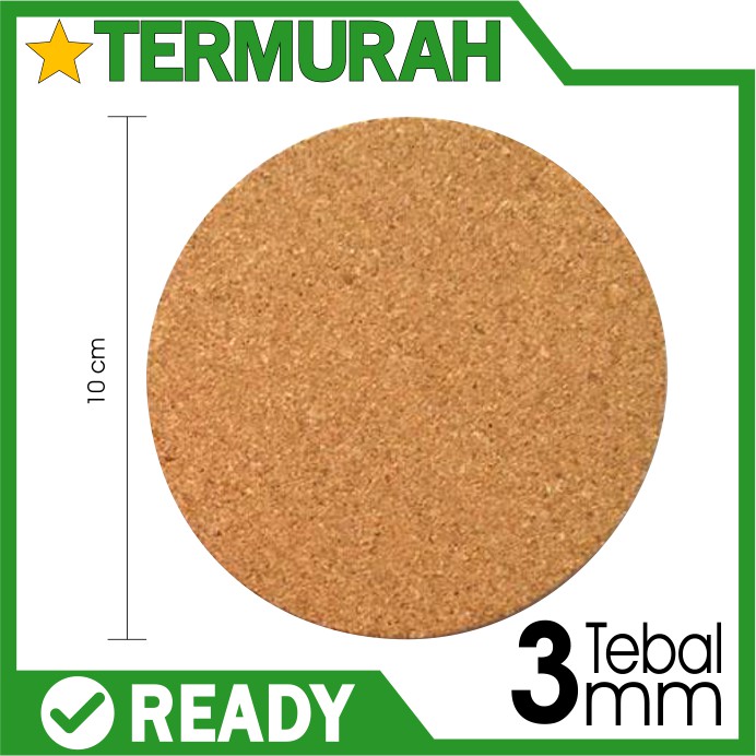 Jual Cork Coaster Diameter 10 Cm Tebal 3mm Tatakan Alas Gelas Gabus Tahan Panas Serap Air ...