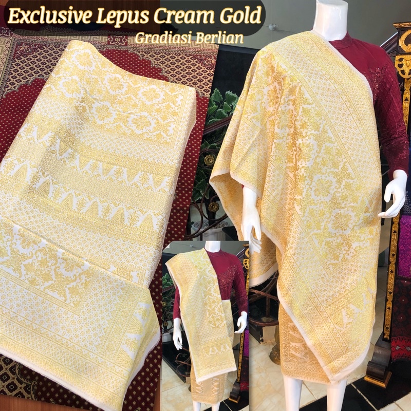 Jual EXCLUSIVE Songket Lepus warna Cream Gebeng ORI/songket tenun asli palembang /ilham songket ...