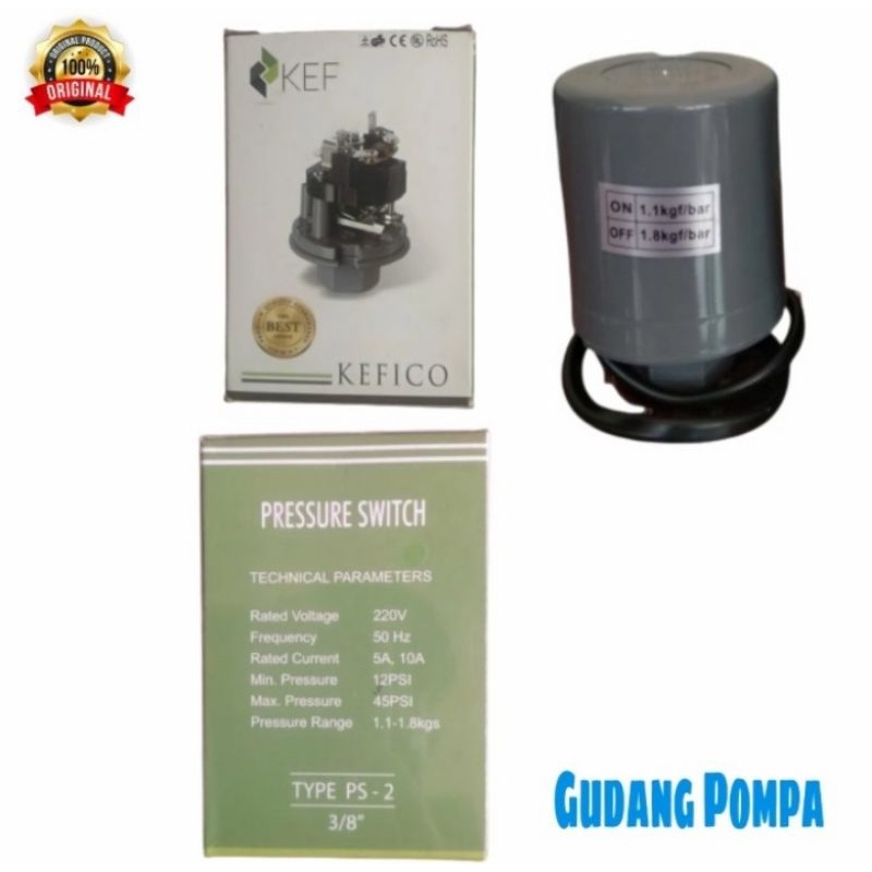Jual Otomatis Pompa Air KEFICO KEF - Pressure Switch Lubang Kecil 1/4 ...