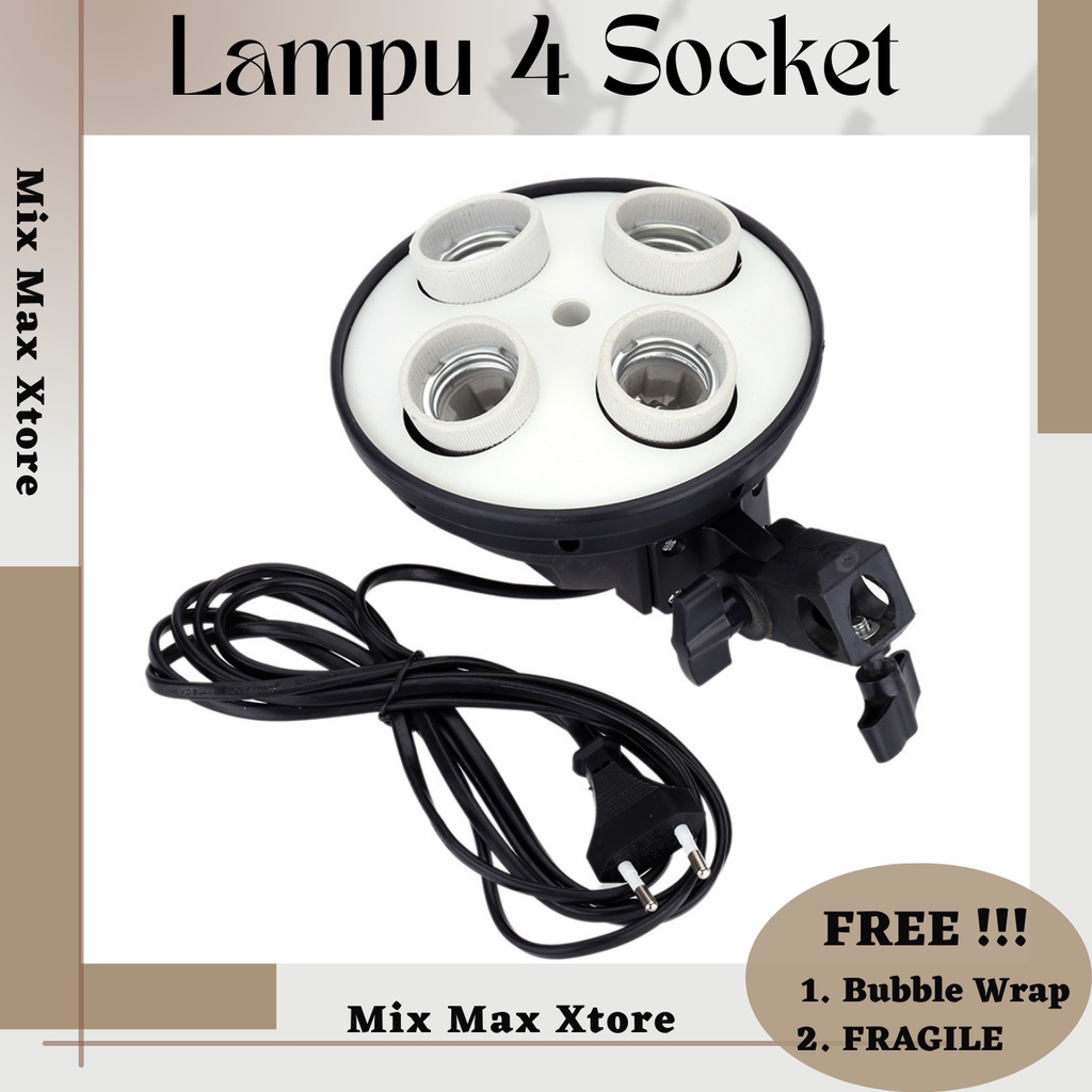 Jual Lampu Reflektor 4 Socket E27 Four Lamp Socket Softbox - Black ...