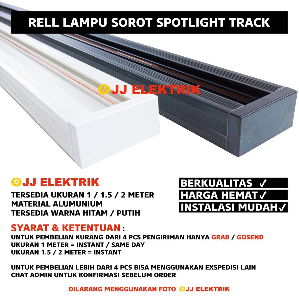 Jual Rel Lampu Sorot Rell Track 1 Meter 1M 0.5M 50 CM Khusus Grab Gojek ...