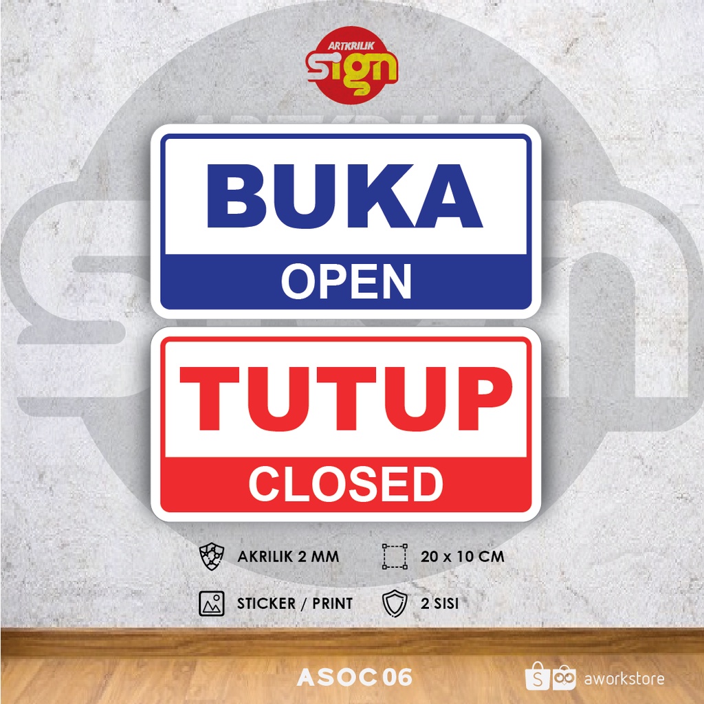 Jual SIGN LABEL BUKA TUTUP SIGN BOARD ACRYLIC OPEN CLOSE BOLAK BALIK ...