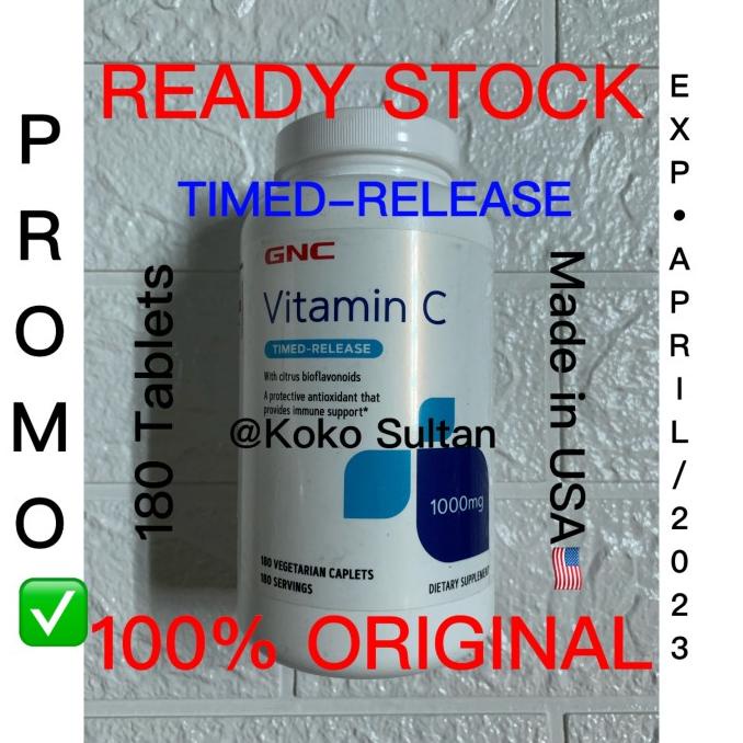 Jual GNC Vitamin C 1000 180 Tablets 100% ORIGINAL - TIMED RELEASE Lc ...