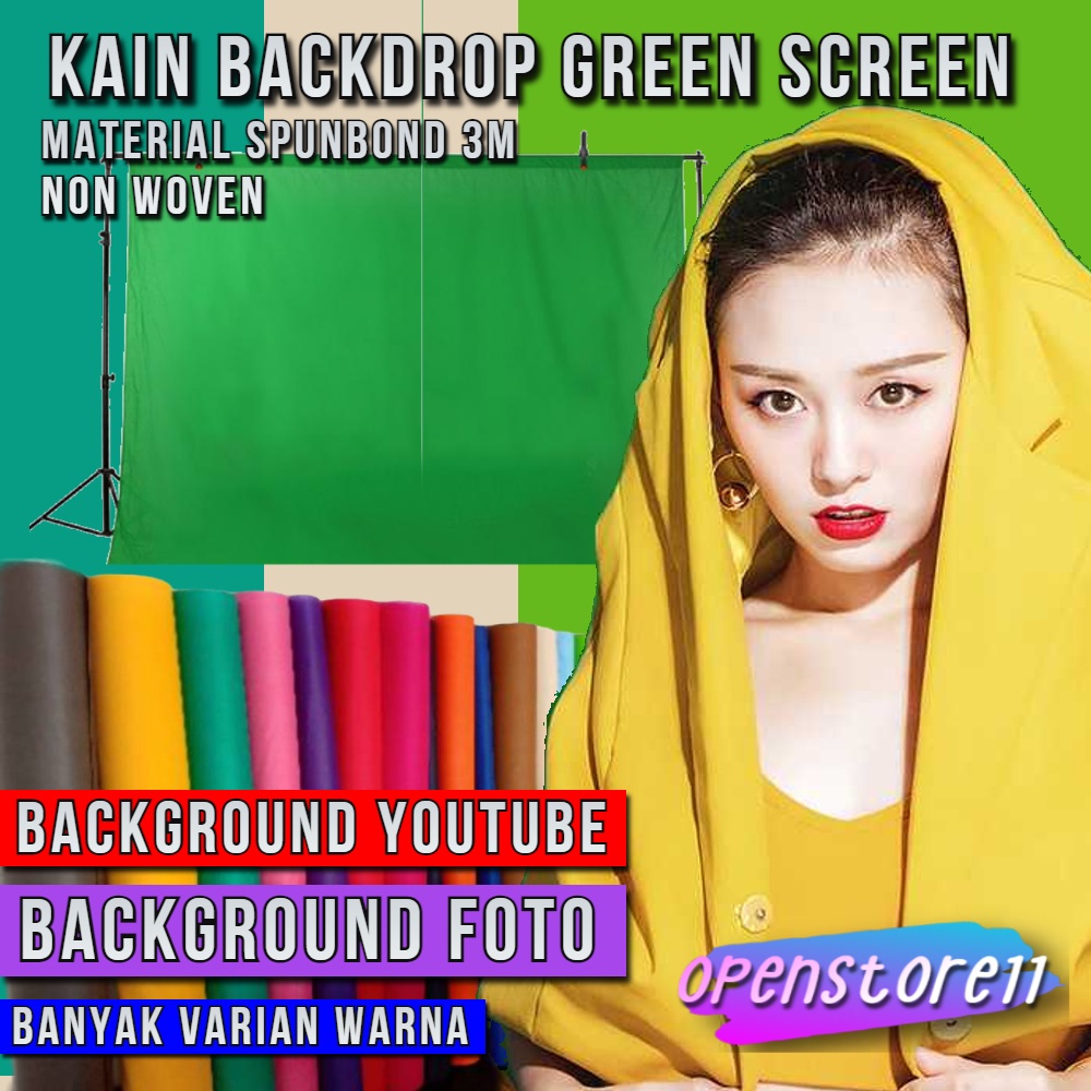 Jual Background Kain Green Screen 3 m for Foto Studio Video Greenscreen ...