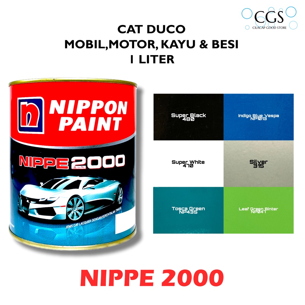 Jual Cat Duco NIPPE 2000 @1Liter HITAM/ PUTIH / SILVER / BIRU / HIJAU ...