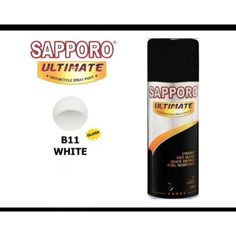 Jual SAPPORO ULTIMATE B11 WHITE GLOSS CAT SEMPROT AEROSOL SPRAY PAINT WARNA PUTIH KILAP GLOSSY ...